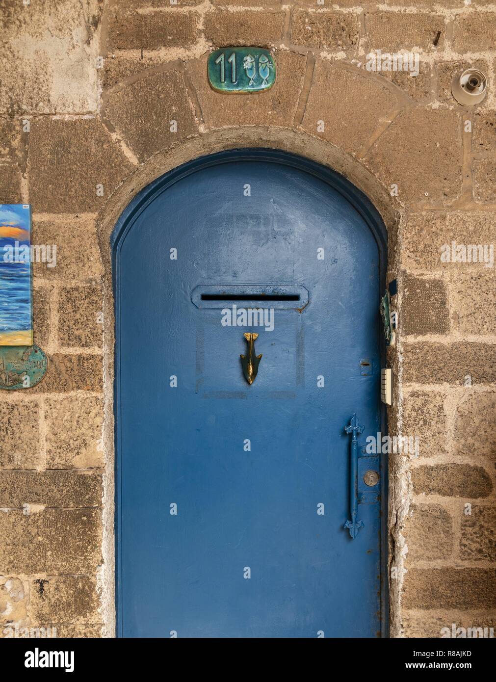Jaffa, Israel. 24th Oct, 2018. House numbers, inscriptions and plaques ...