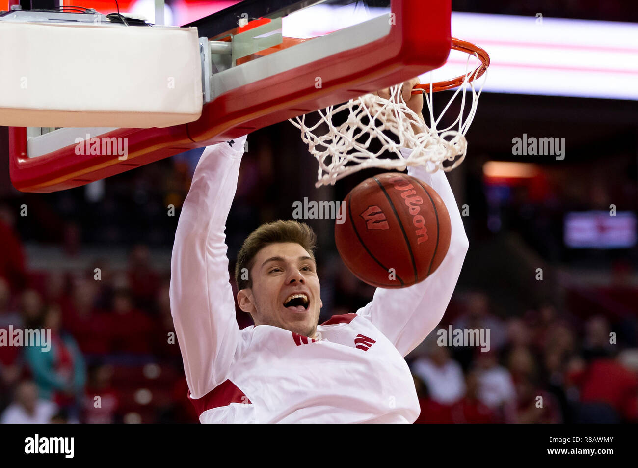 Madison, WI, USA. 13th Dec, 2018. Wisconsin Badgers forward Ethan Happ ...