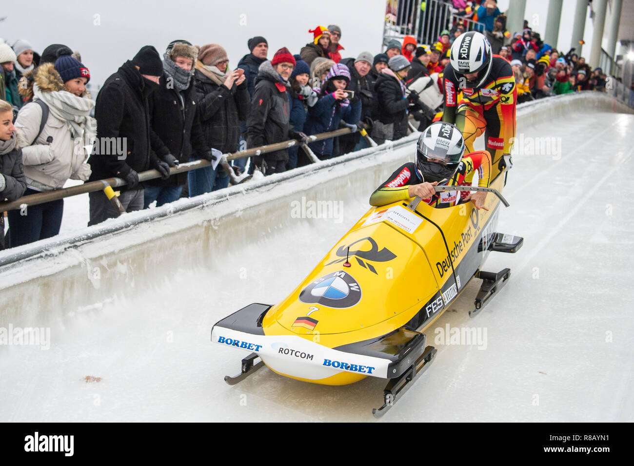 Winterberg, Germany. 15th Dec, 2018. Bob, World Cup, two-man bobsleigh ...