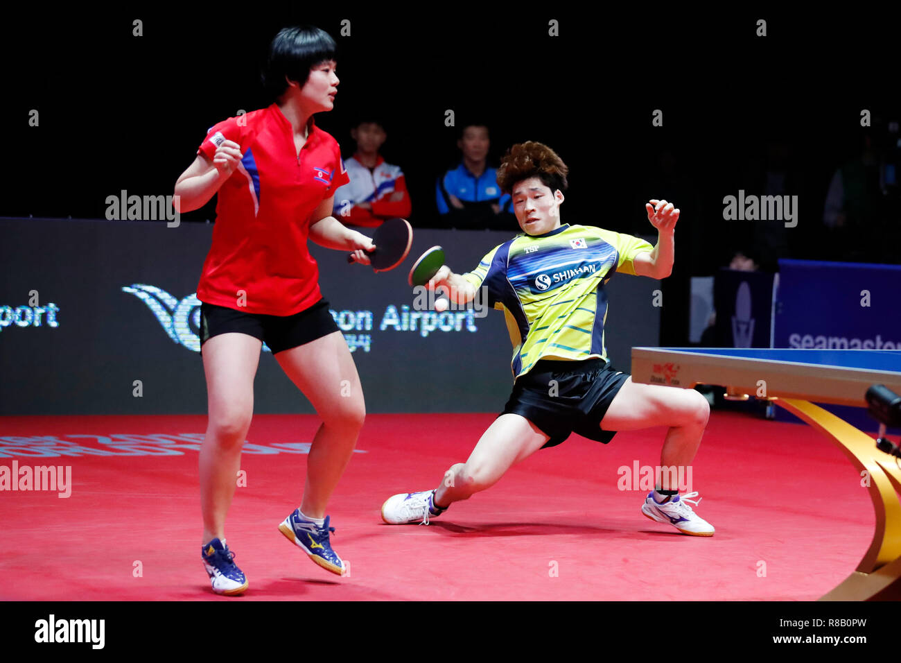 Incheon, South Korea. 15th Dec, 2018. Cha Hyo Sim (PRK) & Jang Woojin ...