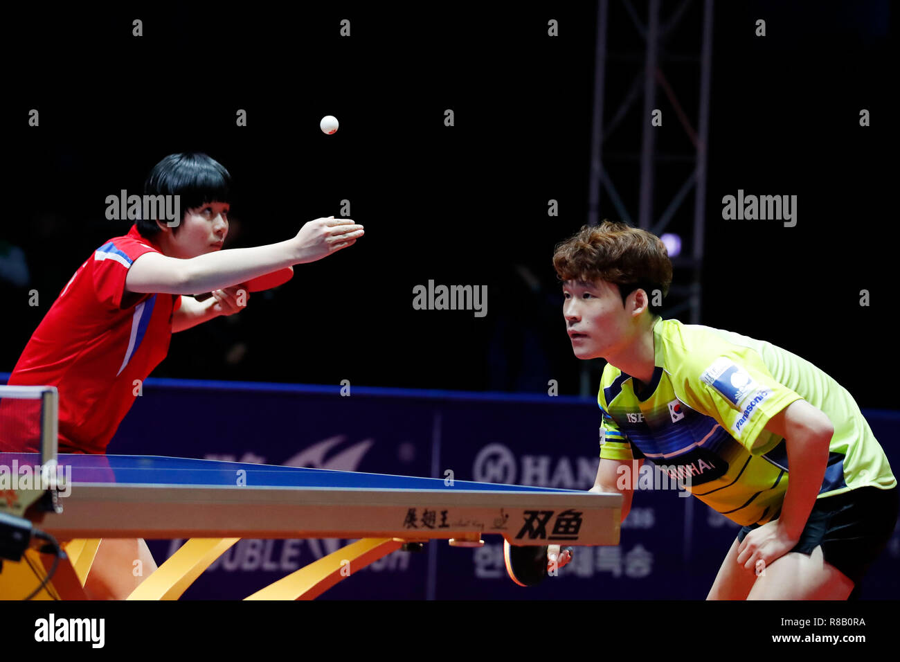 Incheon, South Korea. 15th Dec, 2018. Cha Hyo Sim (PRK) & Jang Woojin ...