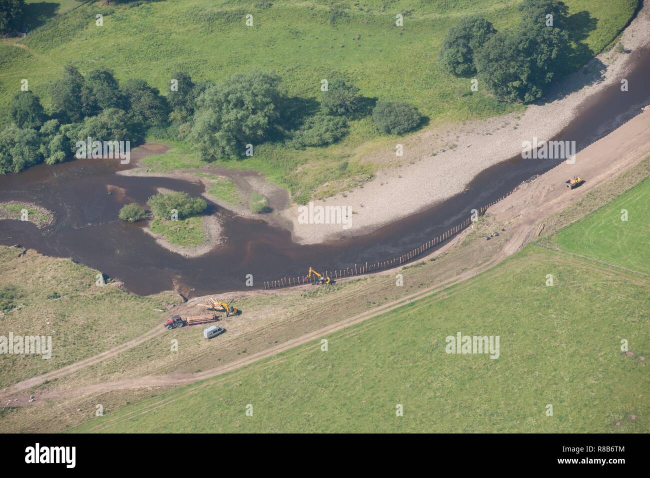River Ure restoration near Jervaulx Abbey, North Yorkshire, 2014 ...