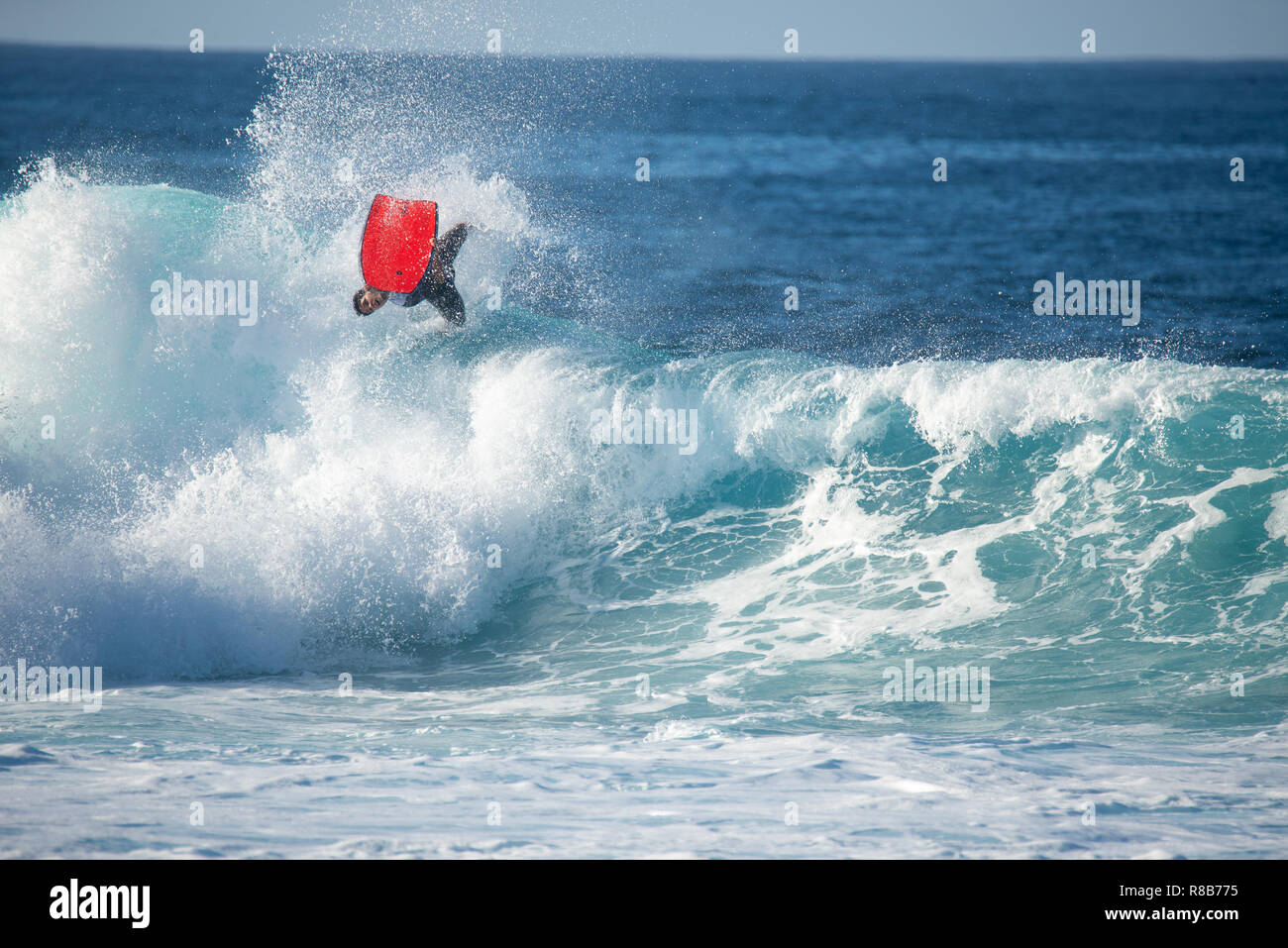 lanzarote - november 28, 2018: surfer in the big wave, competition ...