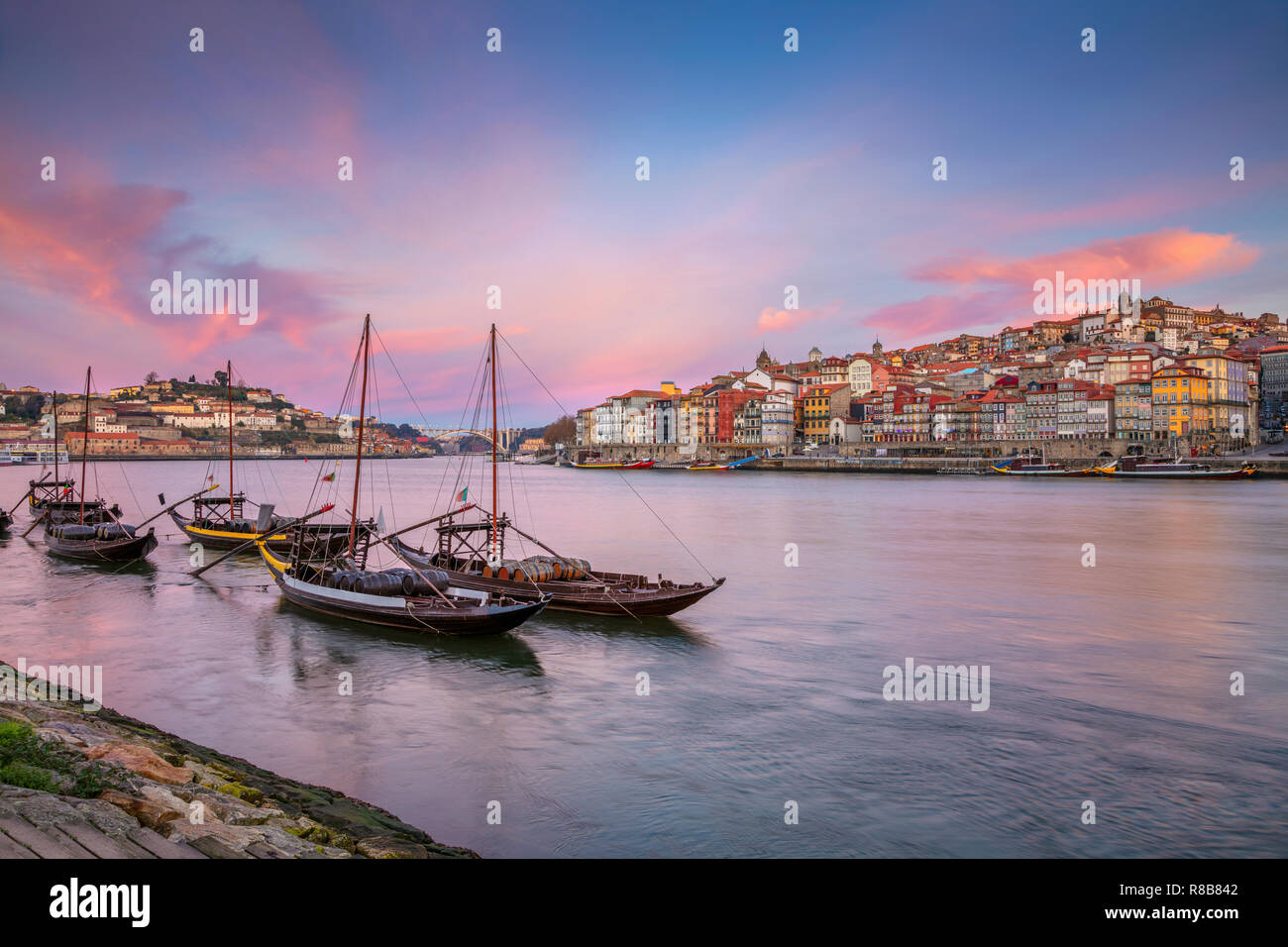 Porto, Portugal. Cityscape image of Porto, Portugal with reflection of ...