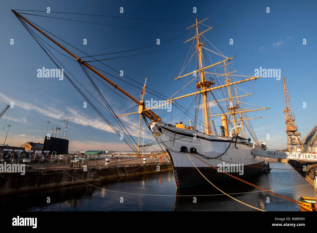 HMS Gannet, 1878 Royal Navy Doterel-class screw sloop, with both sails ...
