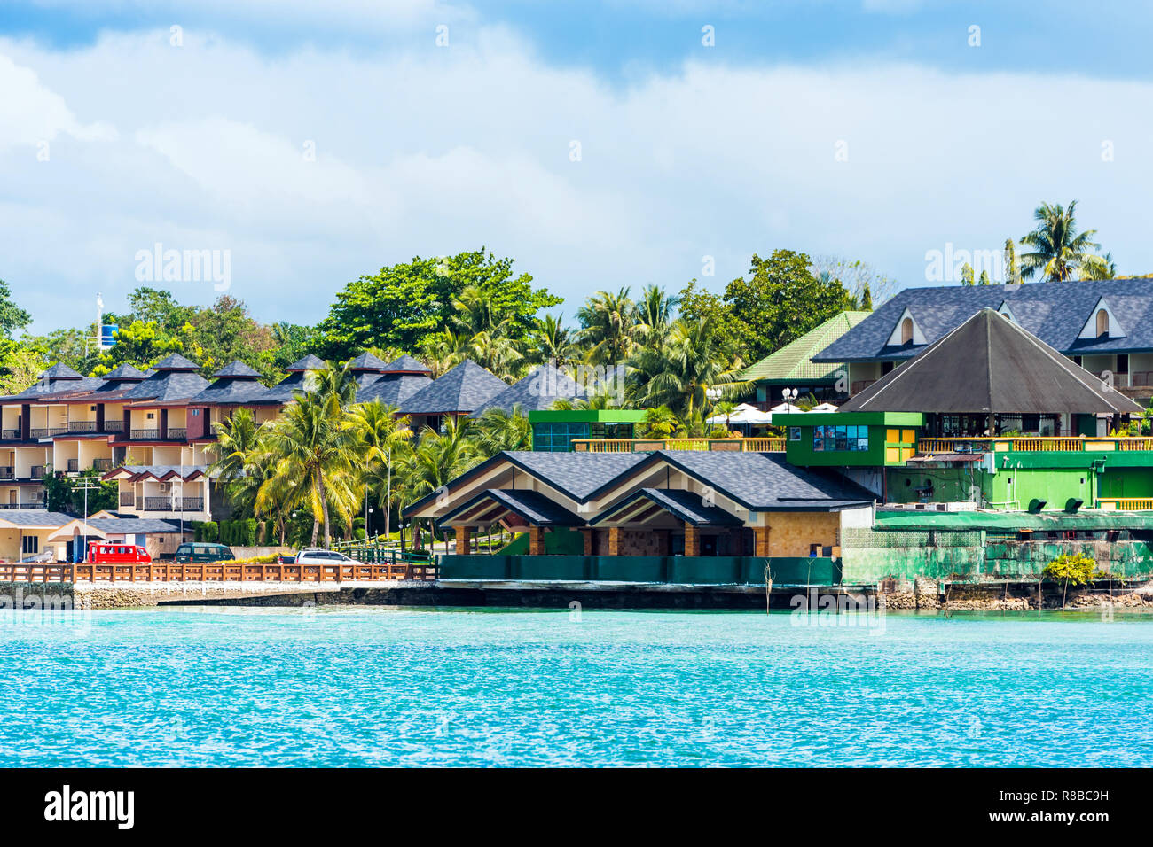 View of the building and pier, Bohol island of Philippines. Copy space ...