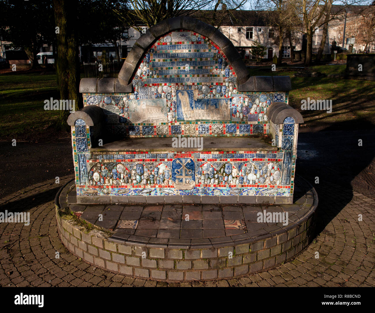 Stoke Minster community bench, Stoke on Trent, Staffordshire Stock ...