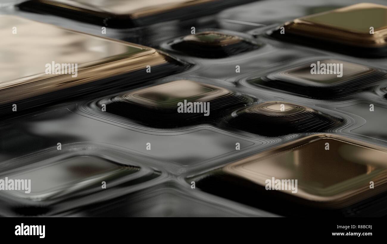 Raster golden texture, gold level lines pattern, curved square rounded ...