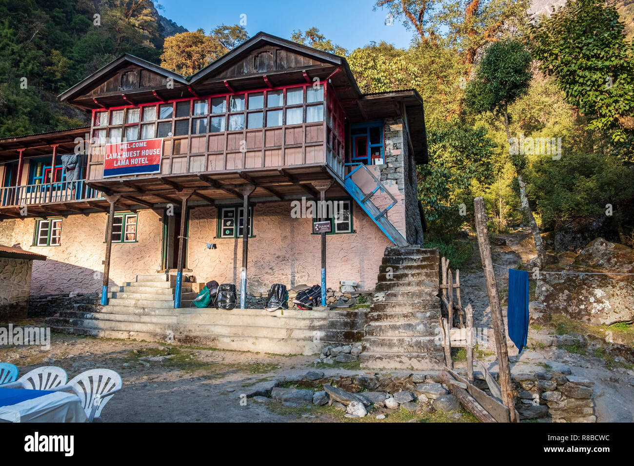 LANGTANG VALLEY, NEPAL, NOVEMBER 07,2018 : Lama Hotel village is a ...