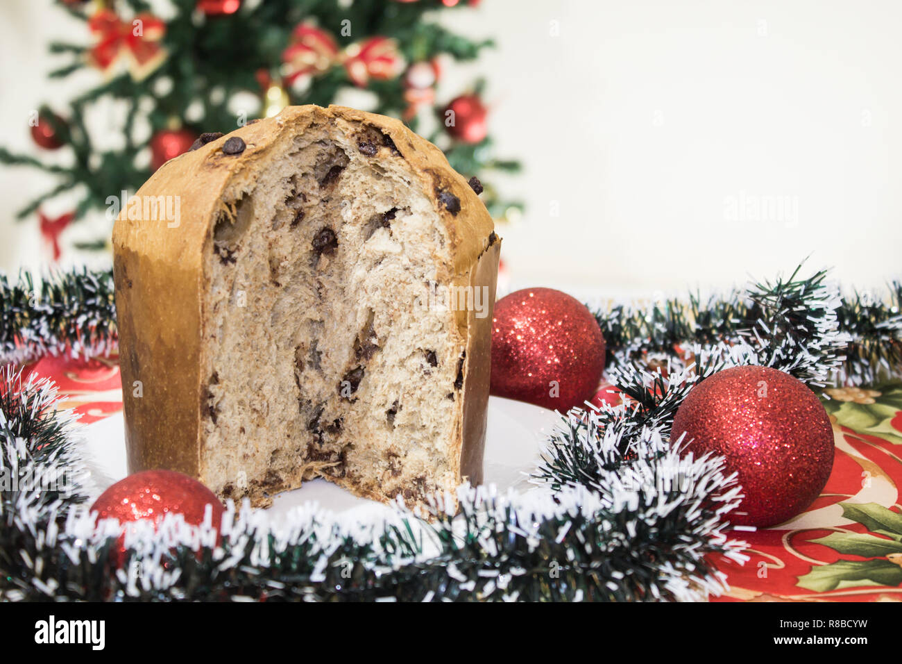 Panettone, cake with candied fruits, traditional from the Christmas ...