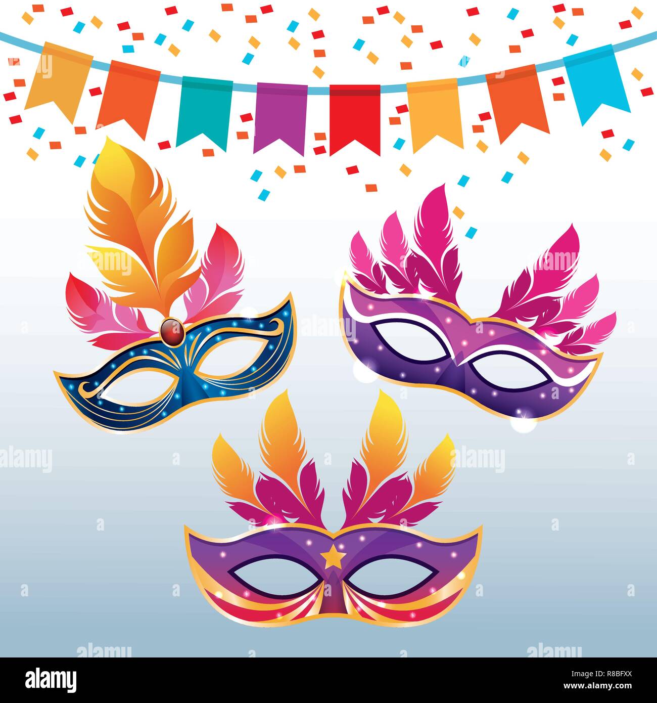 Mardi gras masks confetti Stock Vector Images - Alamy