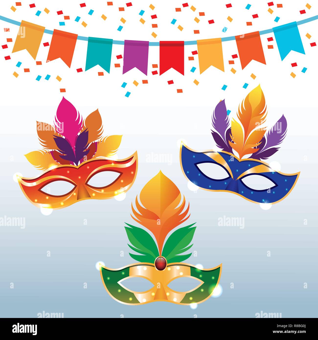 Carnival party masks confetti Stock Vector Images - Alamy