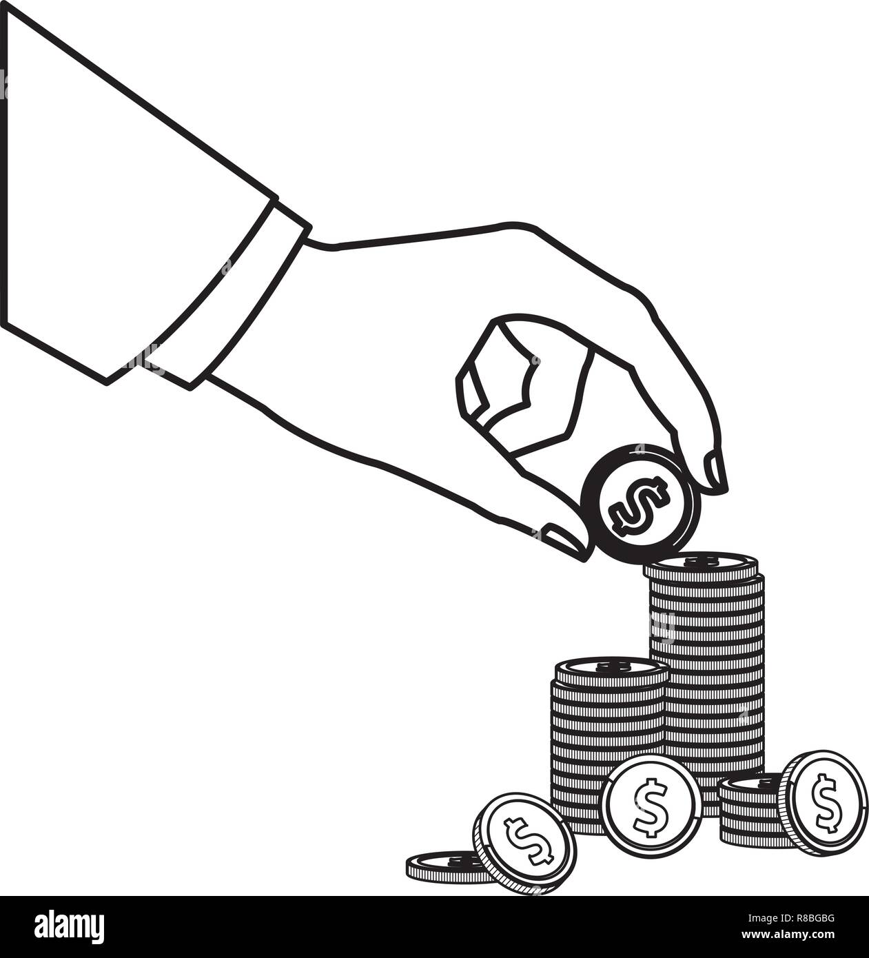 hand with coins Stock Vector Image & Art - Alamy