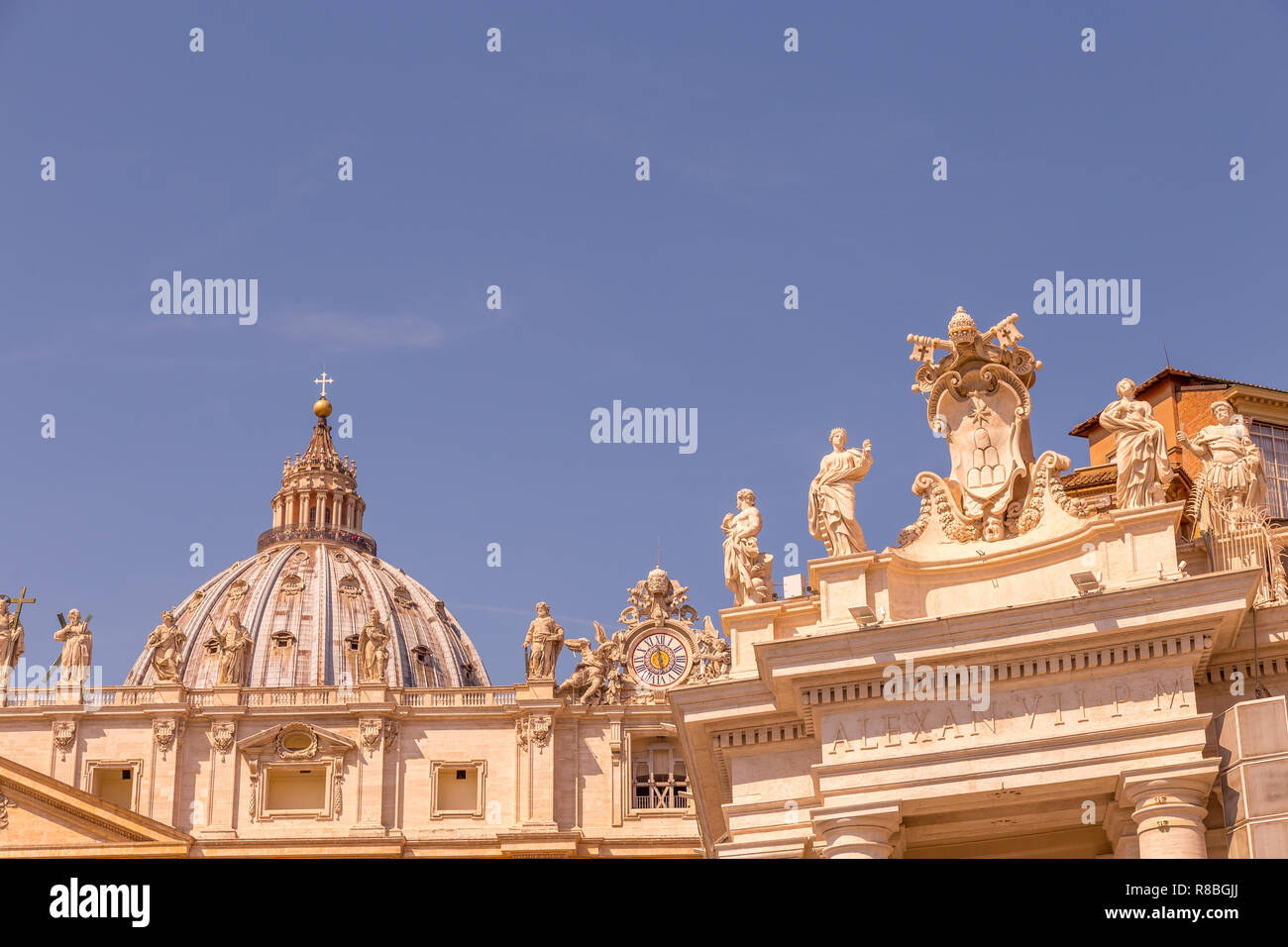 Vatican City in Rome. Detail of Saint Peter Church Cupola on top of ...