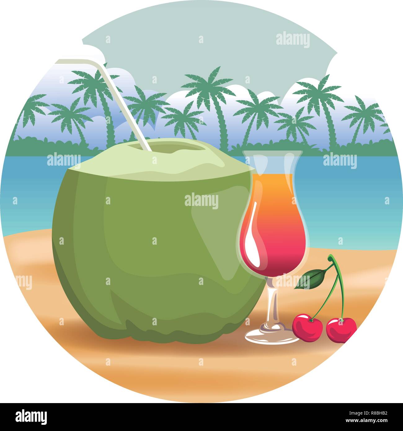coconut and cocktail Stock Vector Image & Art - Alamy