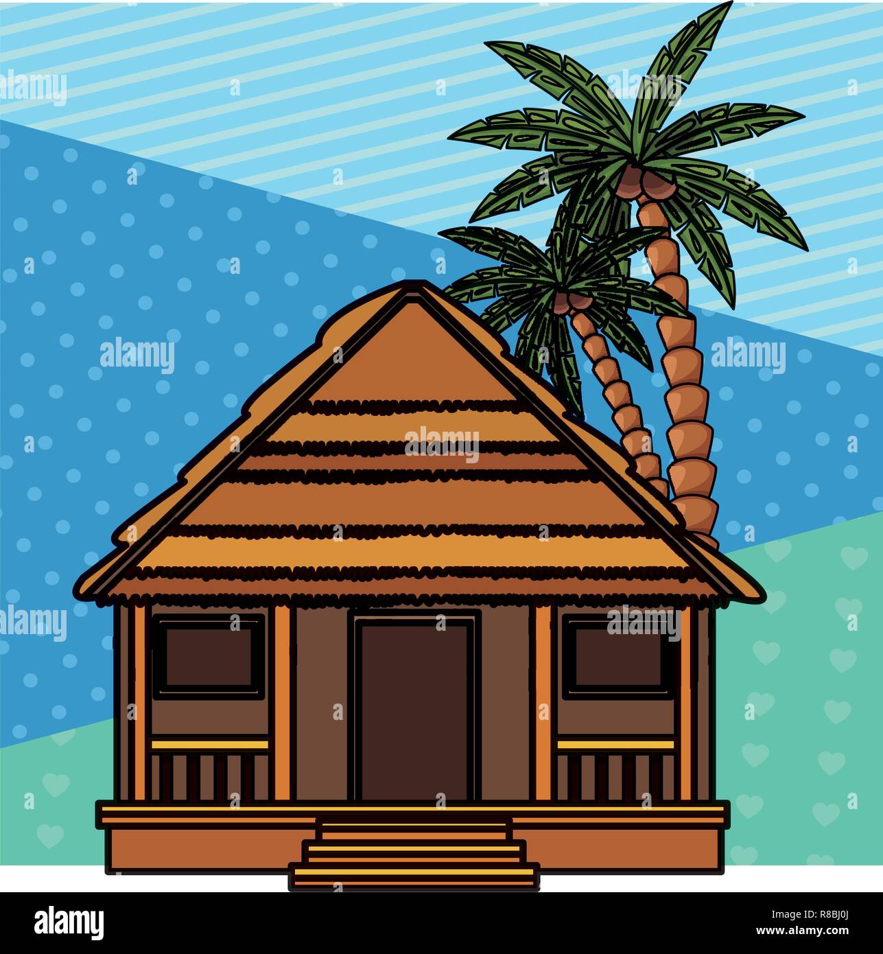 cottage and palm tree Stock Vector Image & Art - Alamy