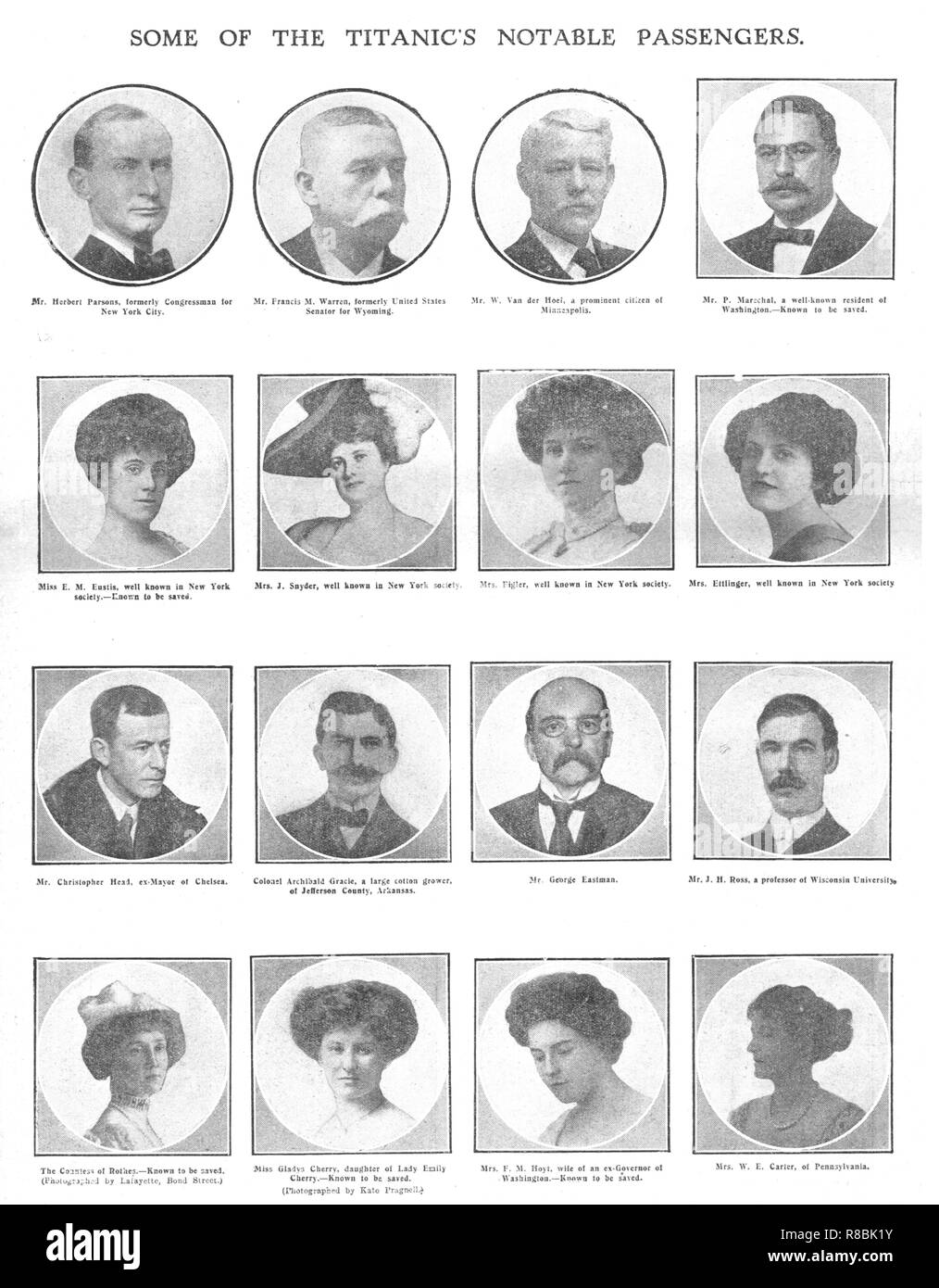 'Some of the Titanic's Notable Passengers', April 20, 1912. Creator ...