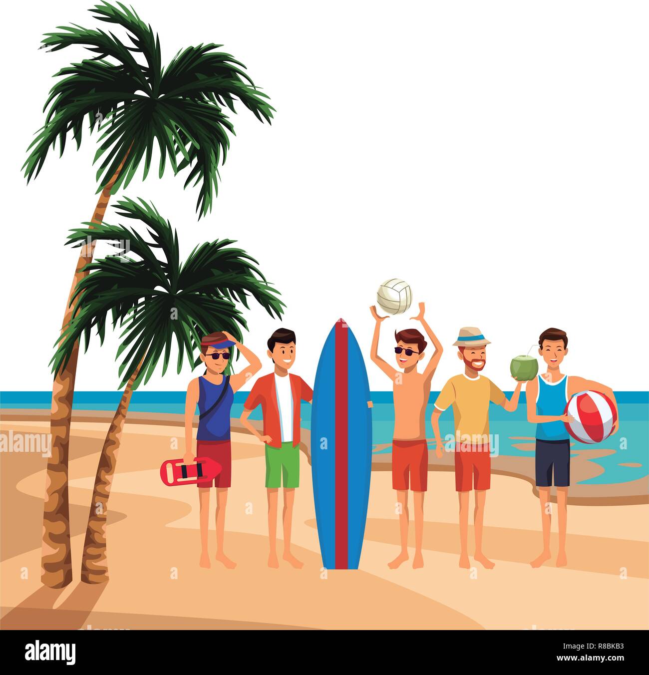 Friends sunbathing at the beach Stock Vector Images - Alamy