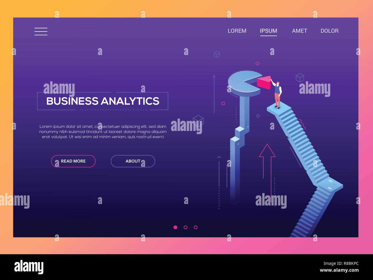 Business analytics - modern isometric vector website header Stock ...