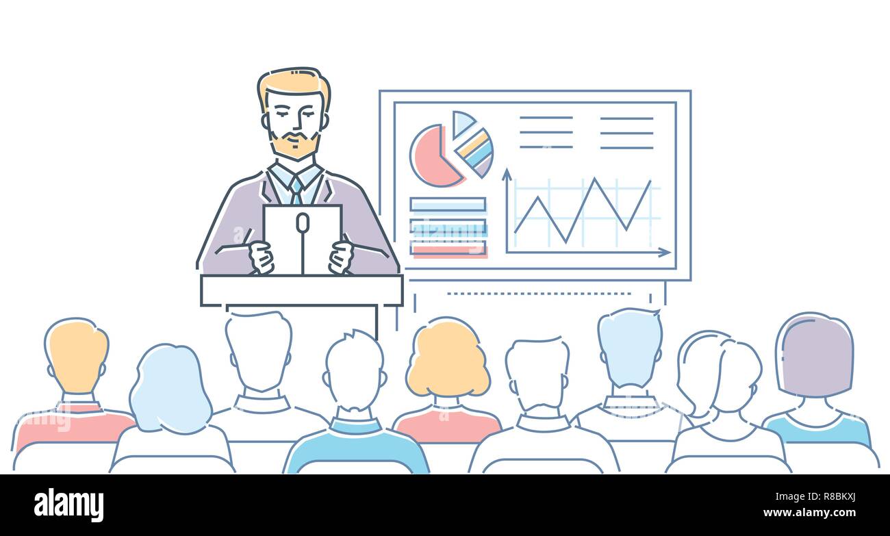 Business conference - modern line design style illustration Stock ...