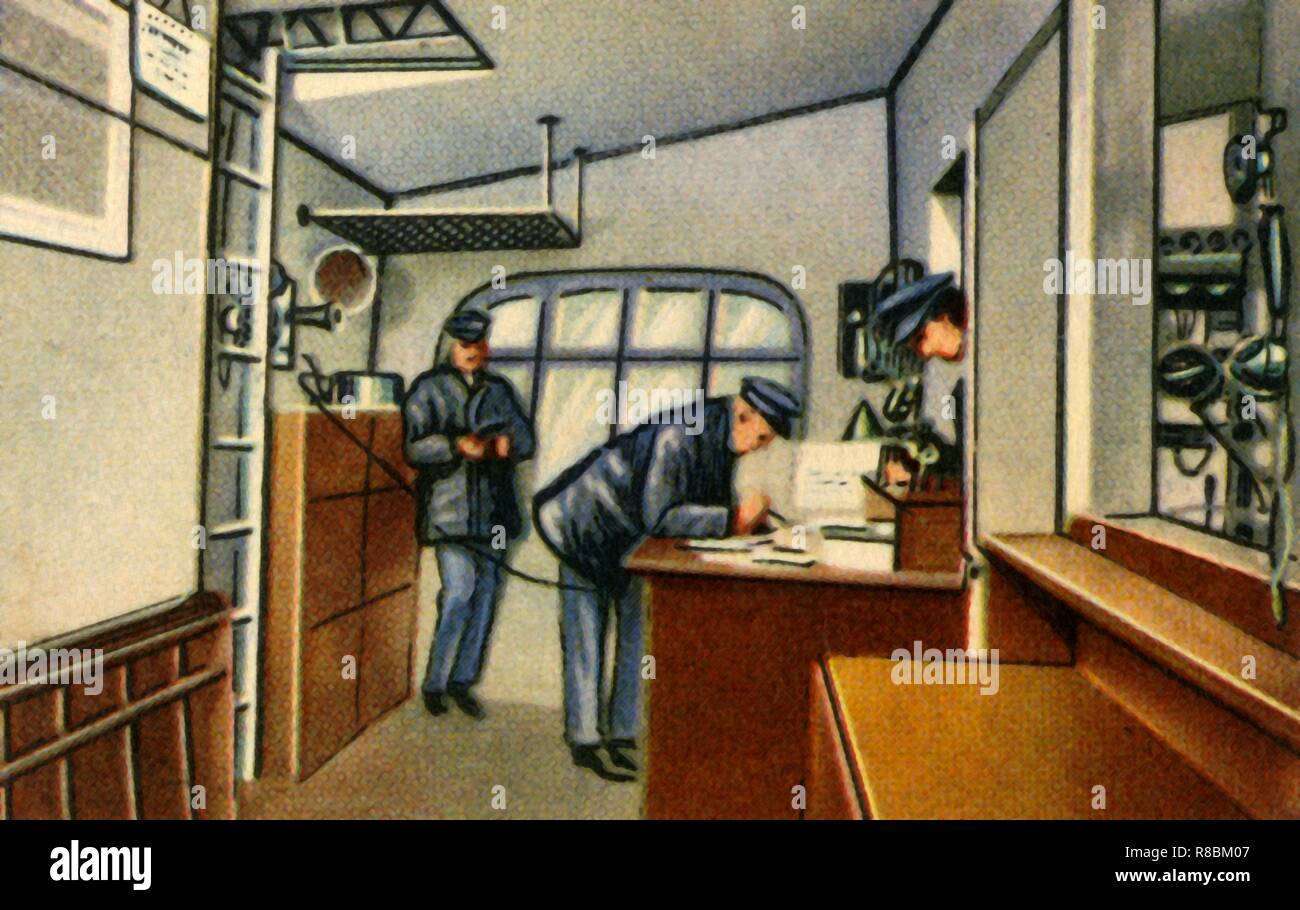 Navigation room on board a zeppelin, 1932. Creator: Unknown Stock Photo ...