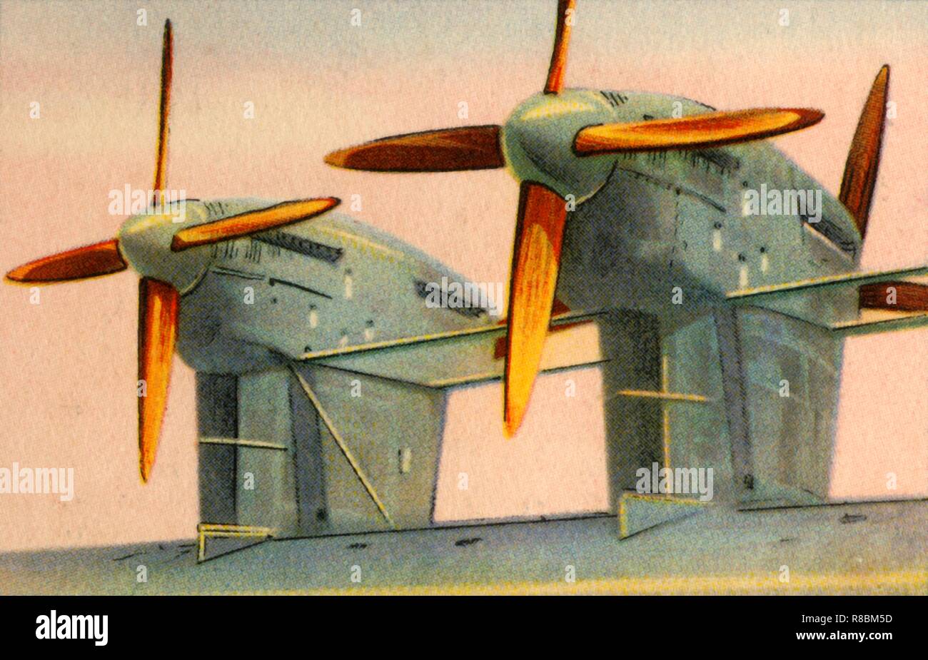 Small-diameter wooden aircraft propellers, 1932. Creator: Unknown Stock ...