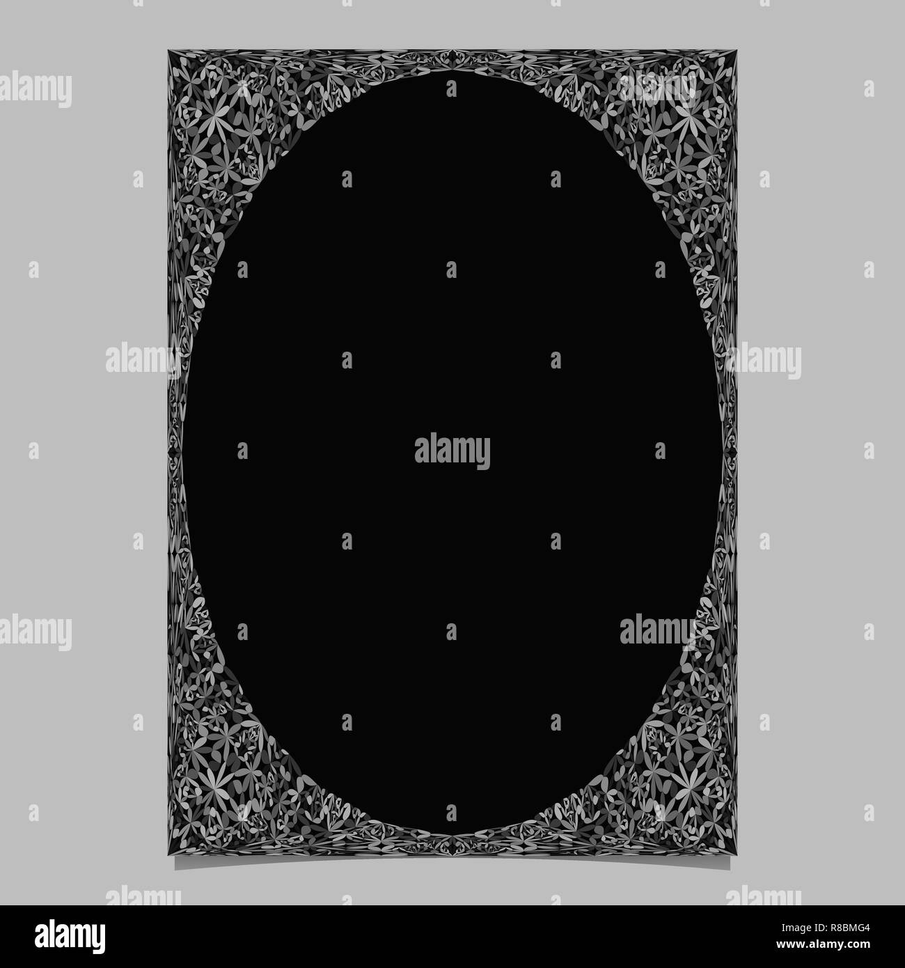 Grey abstract flower garden pattern page border background template ...