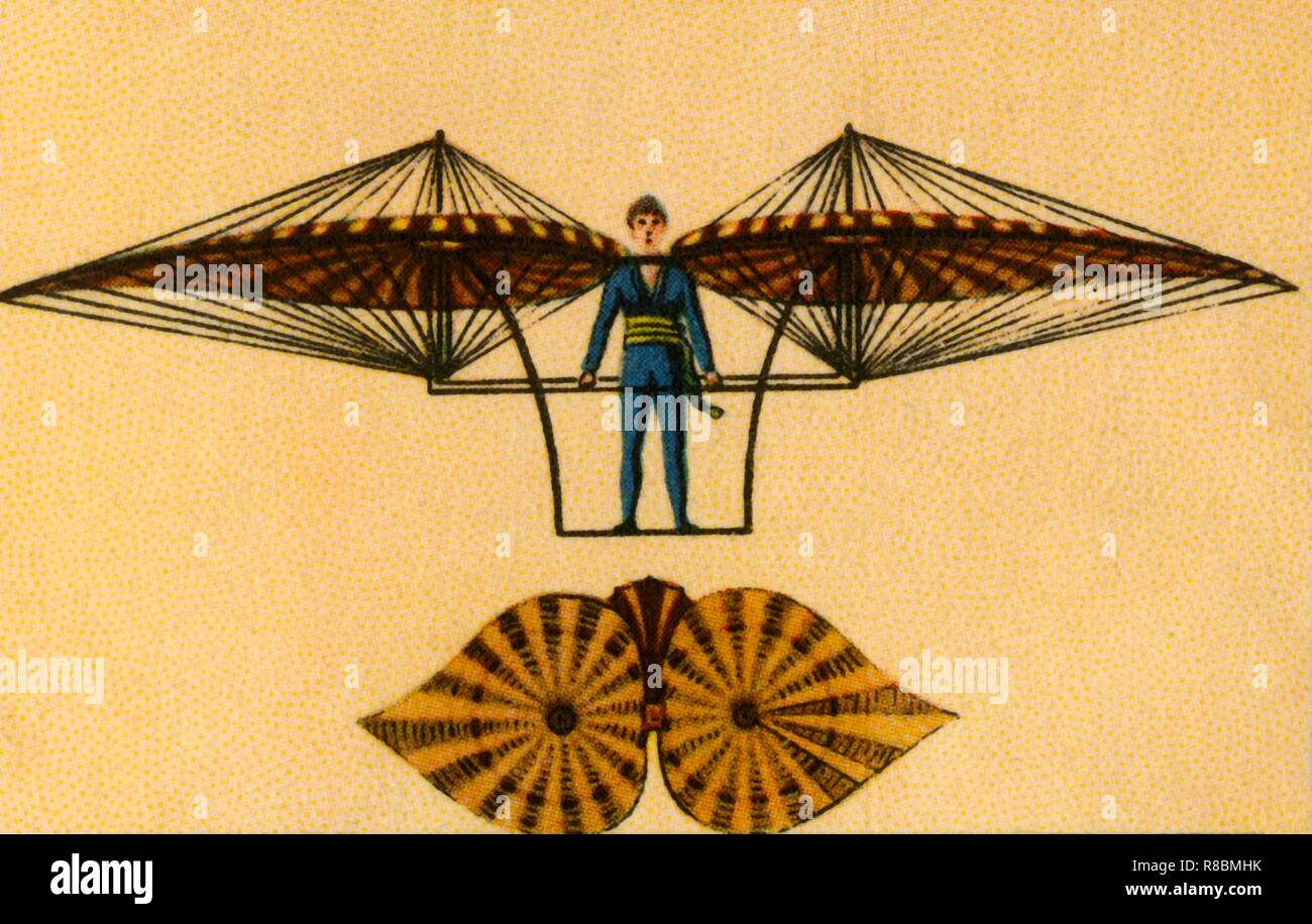Jacob Degen's flying machine, 1808, (1932). Creator: Unknown Stock ...
