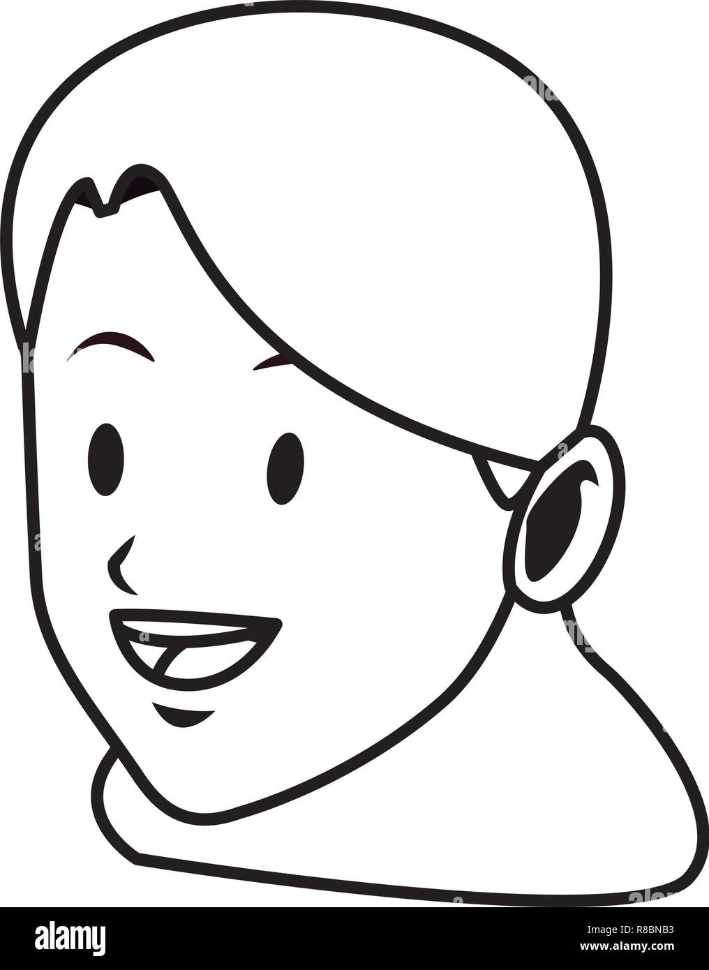woman brunette smiling only face black and white Stock Vector Image ...