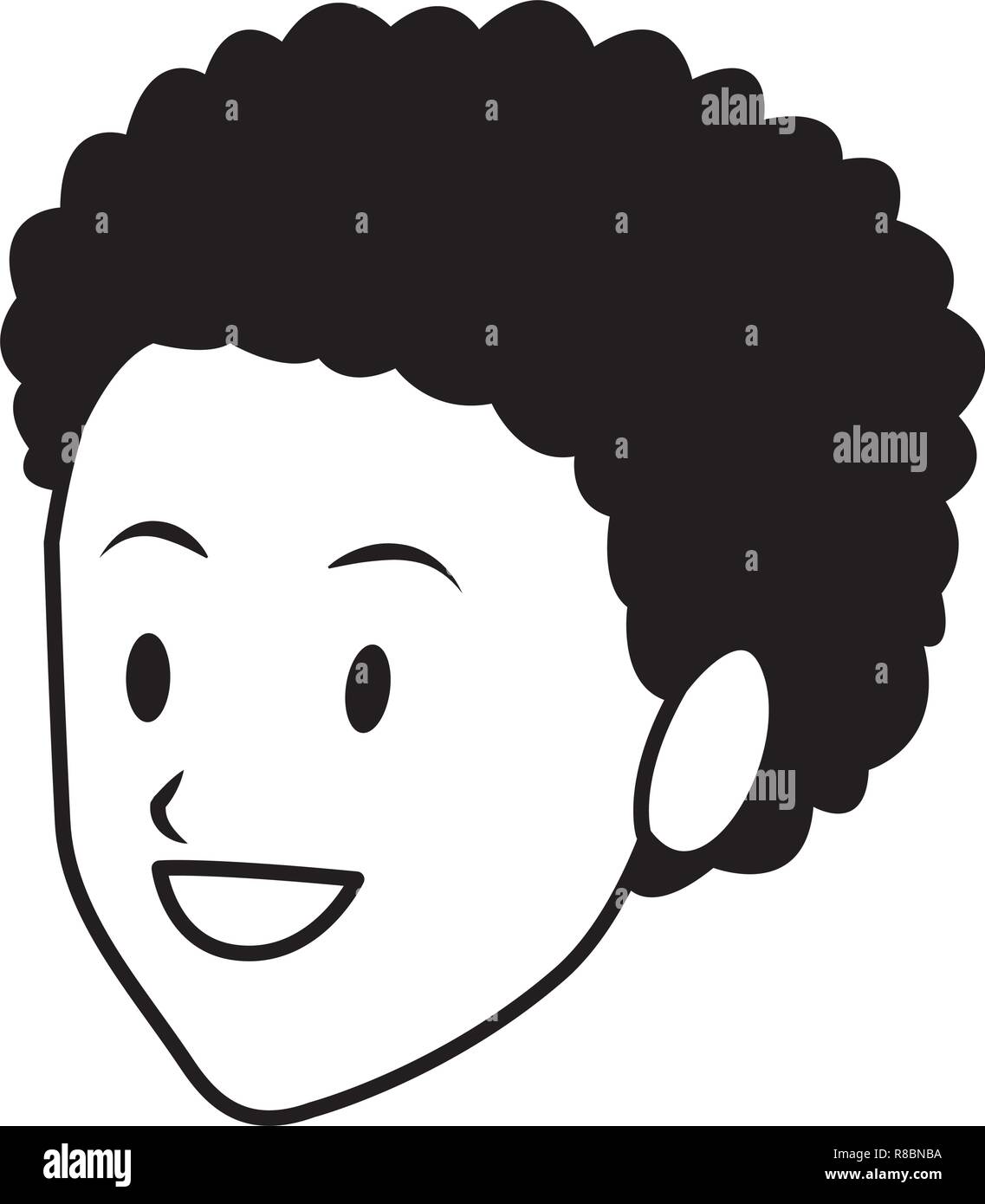 woman afroamerican smiling only face black and white Stock Vector Image ...