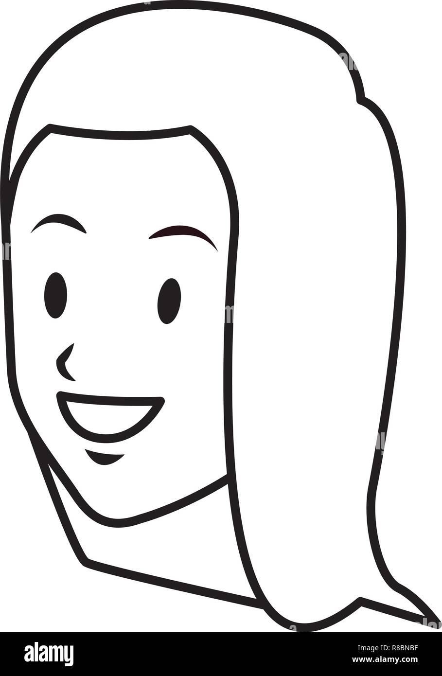 woman brunette smiling only face black and white Stock Vector Image ...
