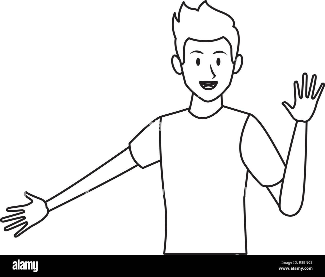 man saying hi black and white Stock Vector Image & Art - Alamy