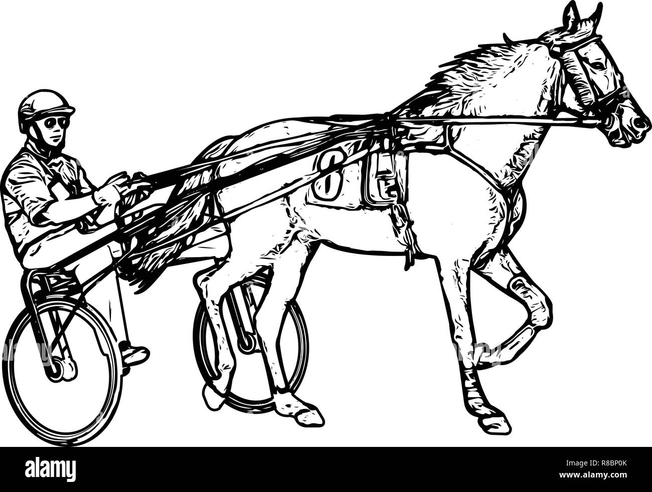 Trotter in harness drawing - vector Stock Vector Image & Art - Alamy