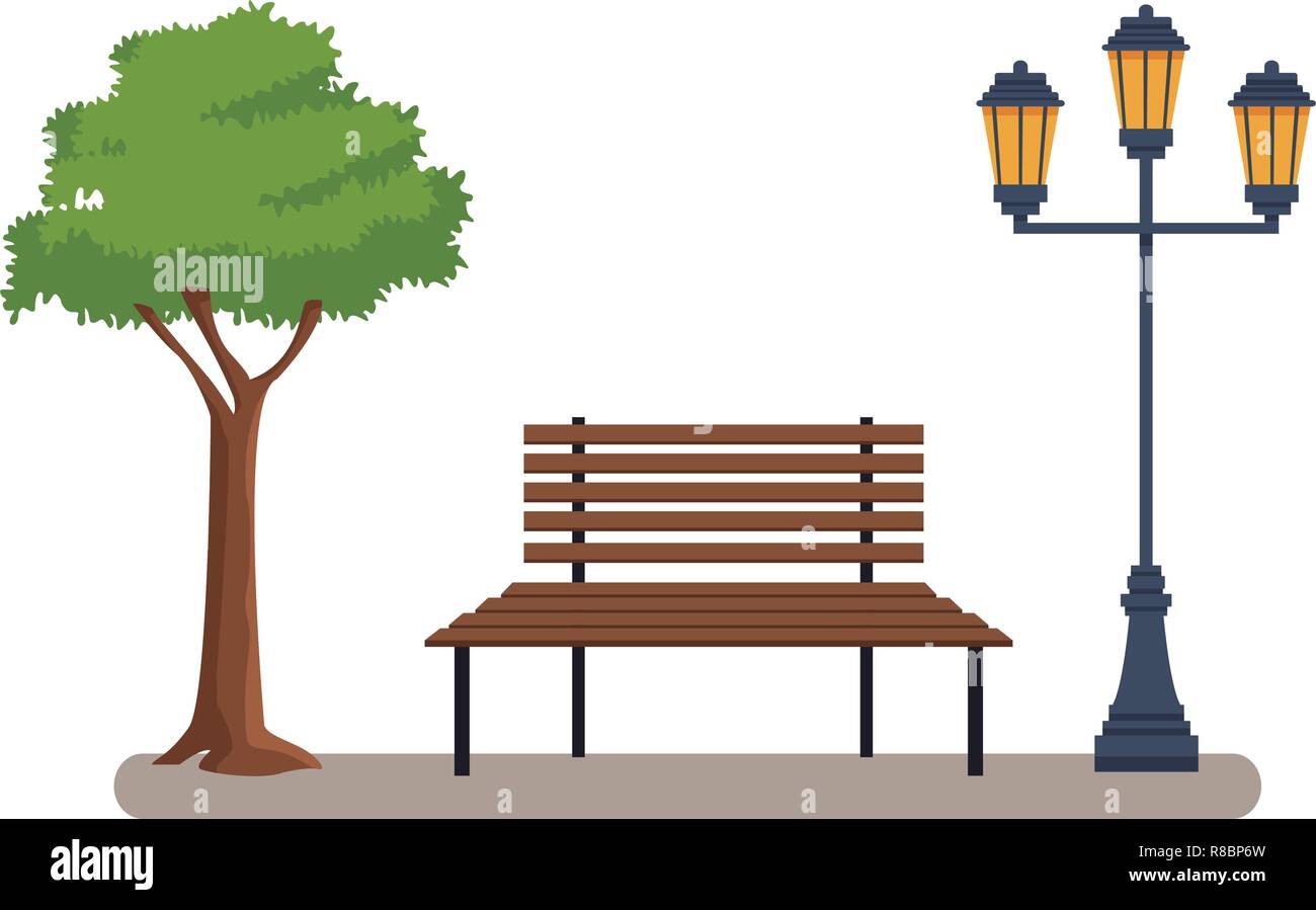 Bench in park colorful Stock Vector Images - Alamy