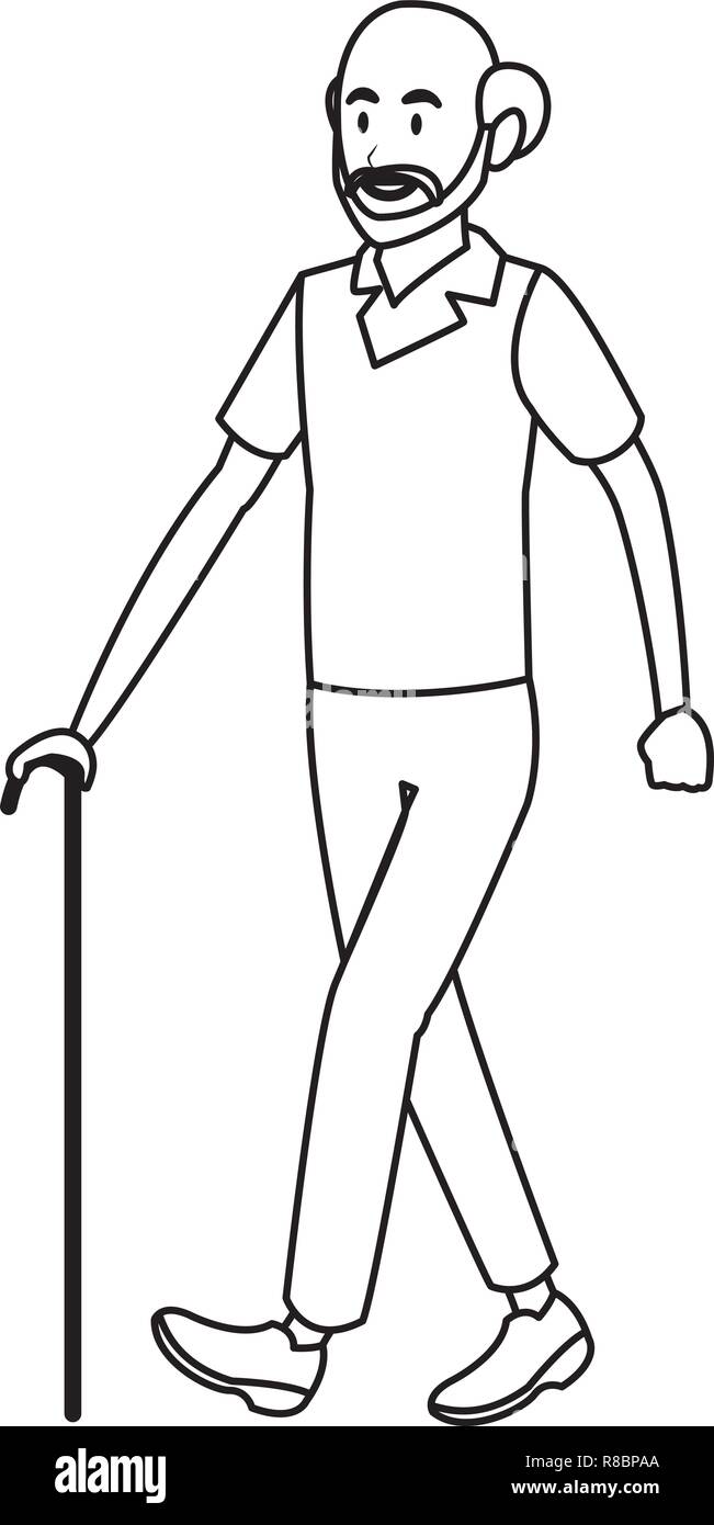 old man with cane Stock Vector Image & Art - Alamy