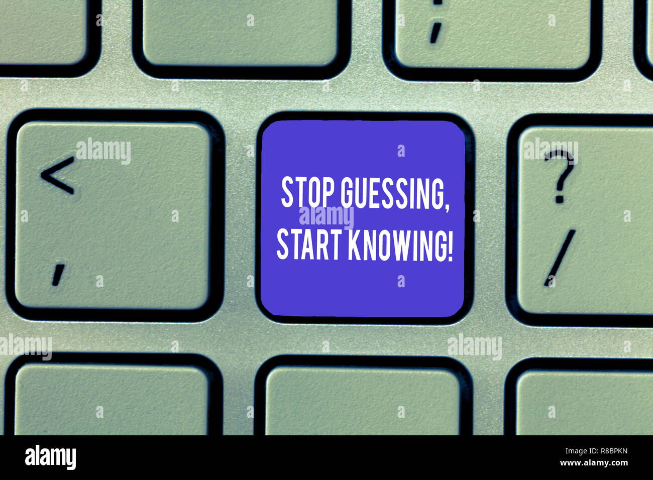 Writing note showing Stop Guessing Start Knowing. Business photo ...