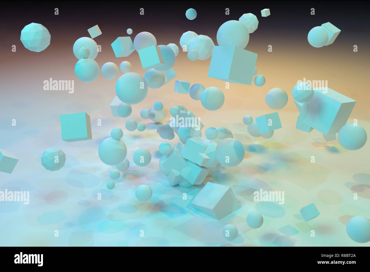 Abstract 3D shape or mesh rendering, with color lighting setup, for ...