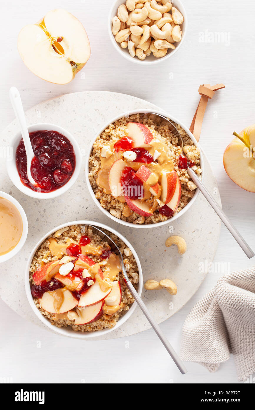 apple peanut butter quinoa bowl with jam and cashew for healthy ...