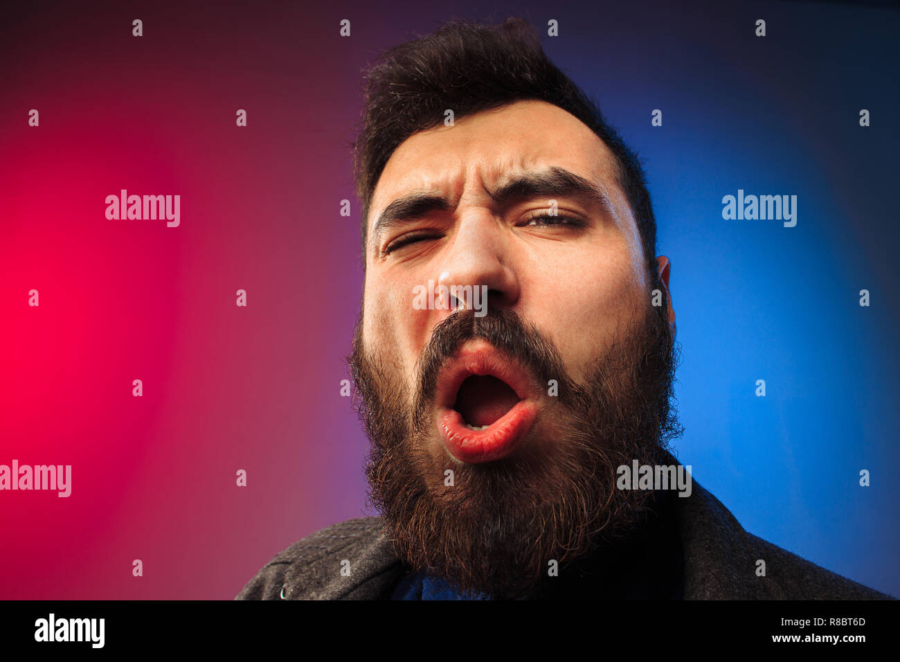 Ew. It's so gross. Young man with disgusted expression repulsing ...