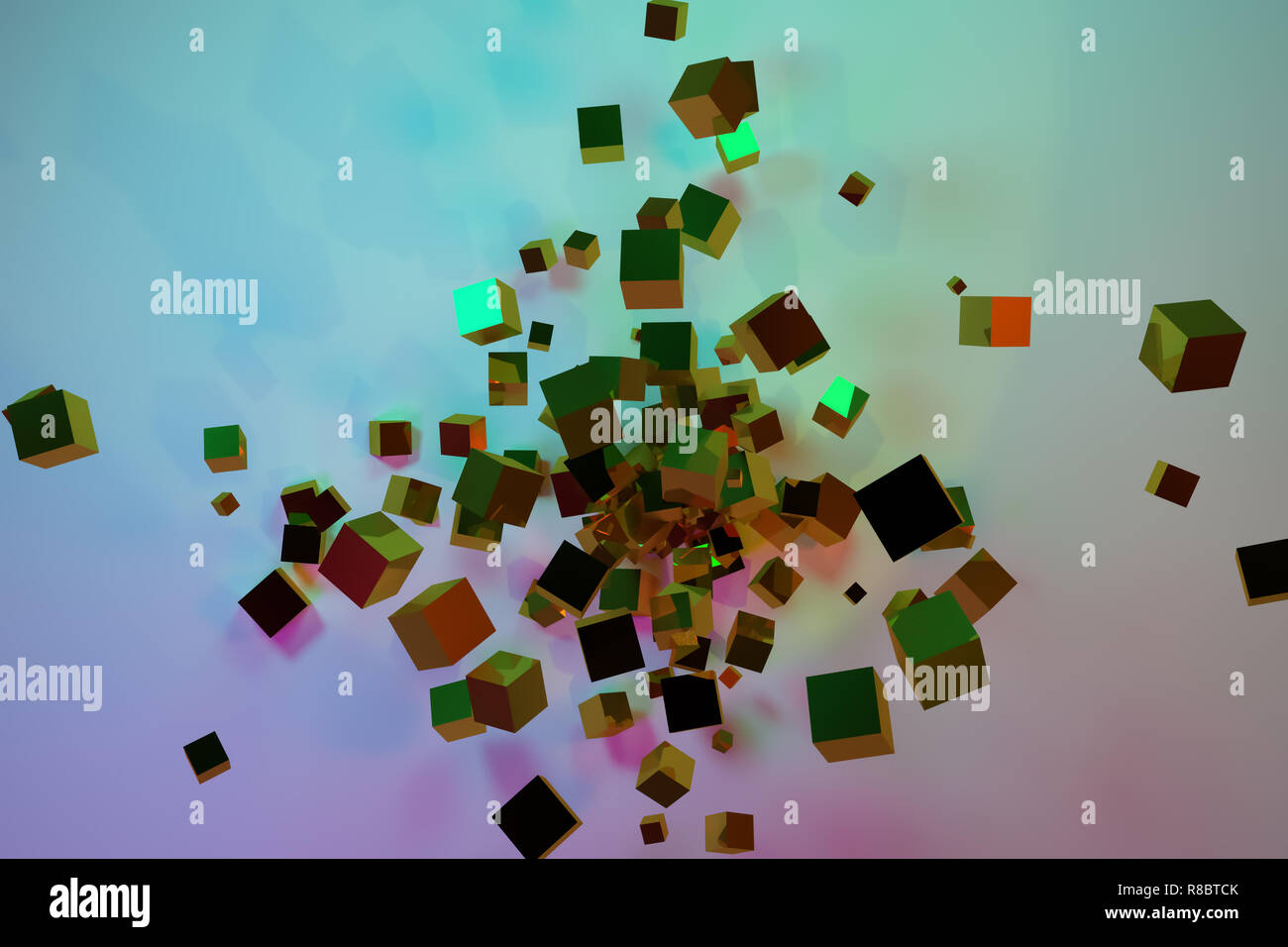 Abstract 3D shape or mesh rendering, with color lighting setup, for ...