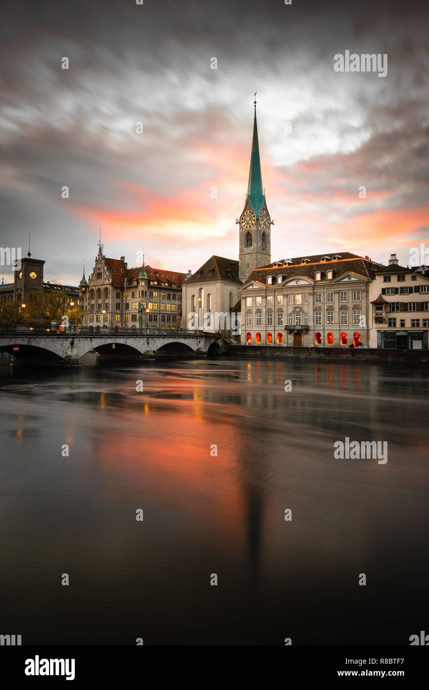 Zurich, Switzerland - view of the old town with the Limmat river Stock ...