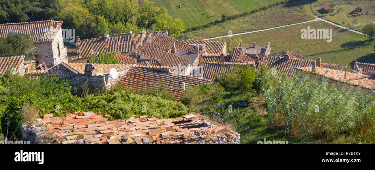 View of the characteristic Italian village. Rural scene with roofs ...