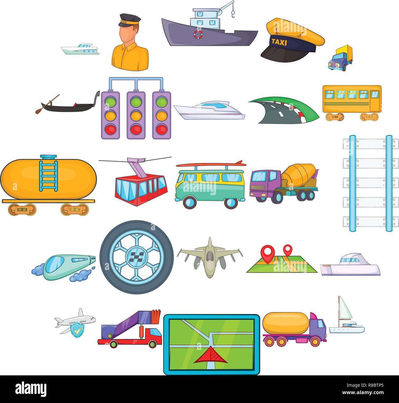 Traction icons set, cartoon style Stock Vector Image & Art - Alamy