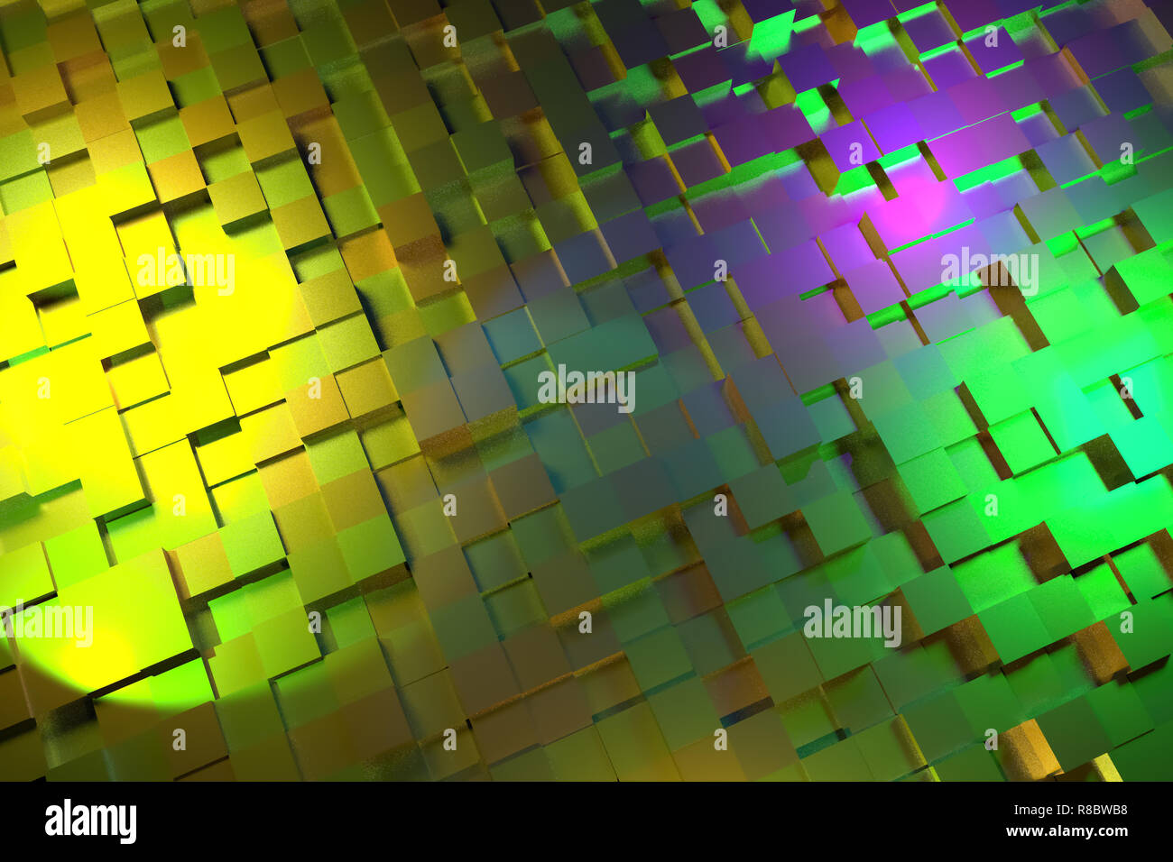 Colorful 3D rendering. Shape composition, block or cube, geometric ...