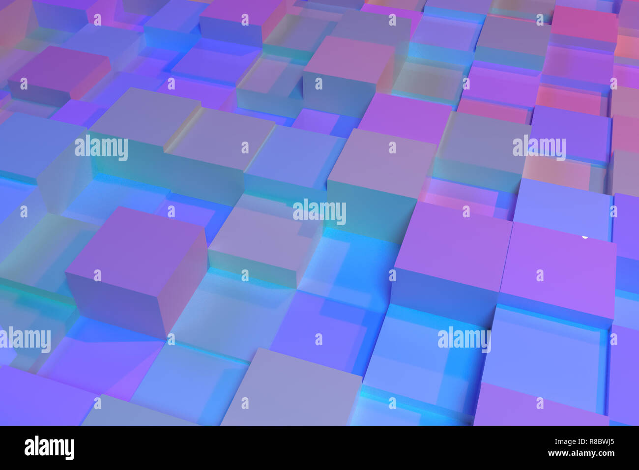 Colorful 3D rendering. Shape composition, block or cube, geometric ...