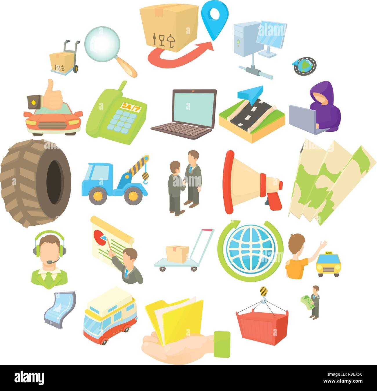 Delivery development icons set, cartoon style Stock Vector Image & Art ...