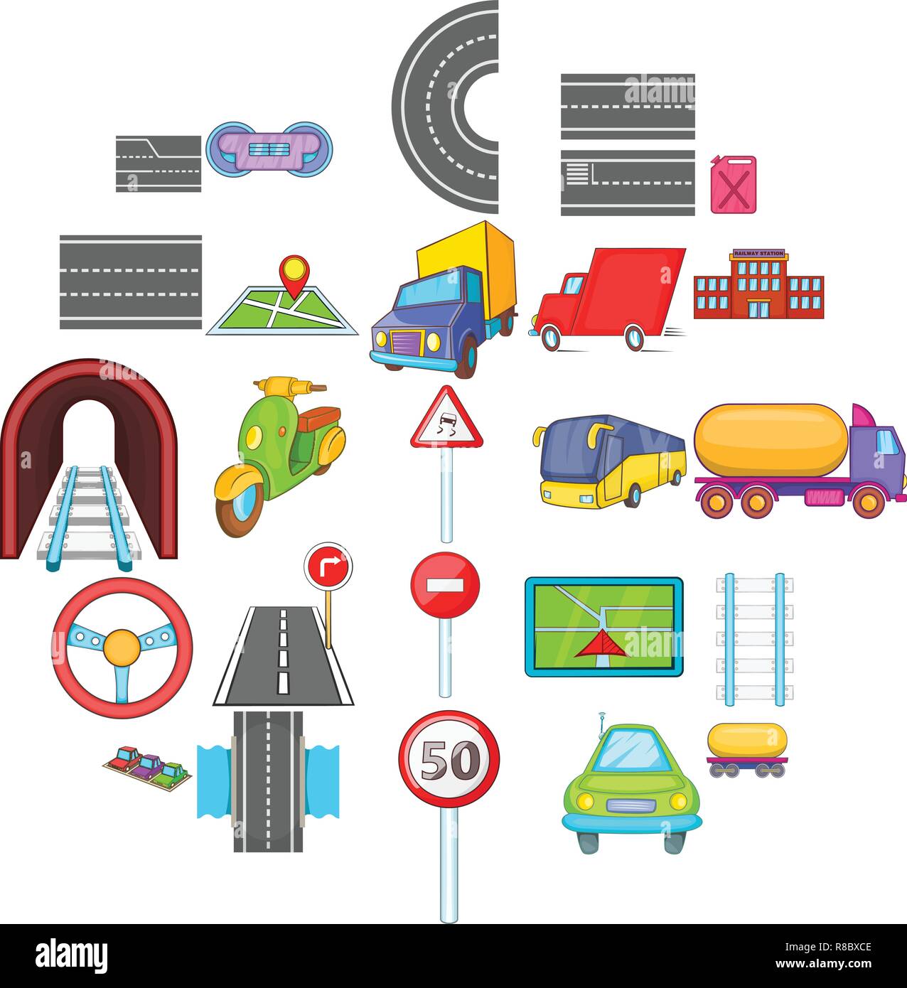 City road network icons set, cartoon style Stock Vector Image & Art - Alamy