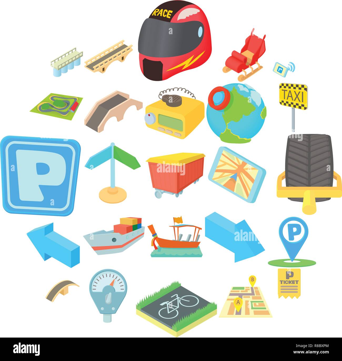 Building a route icons set, cartoon style Stock Vector Image & Art - Alamy