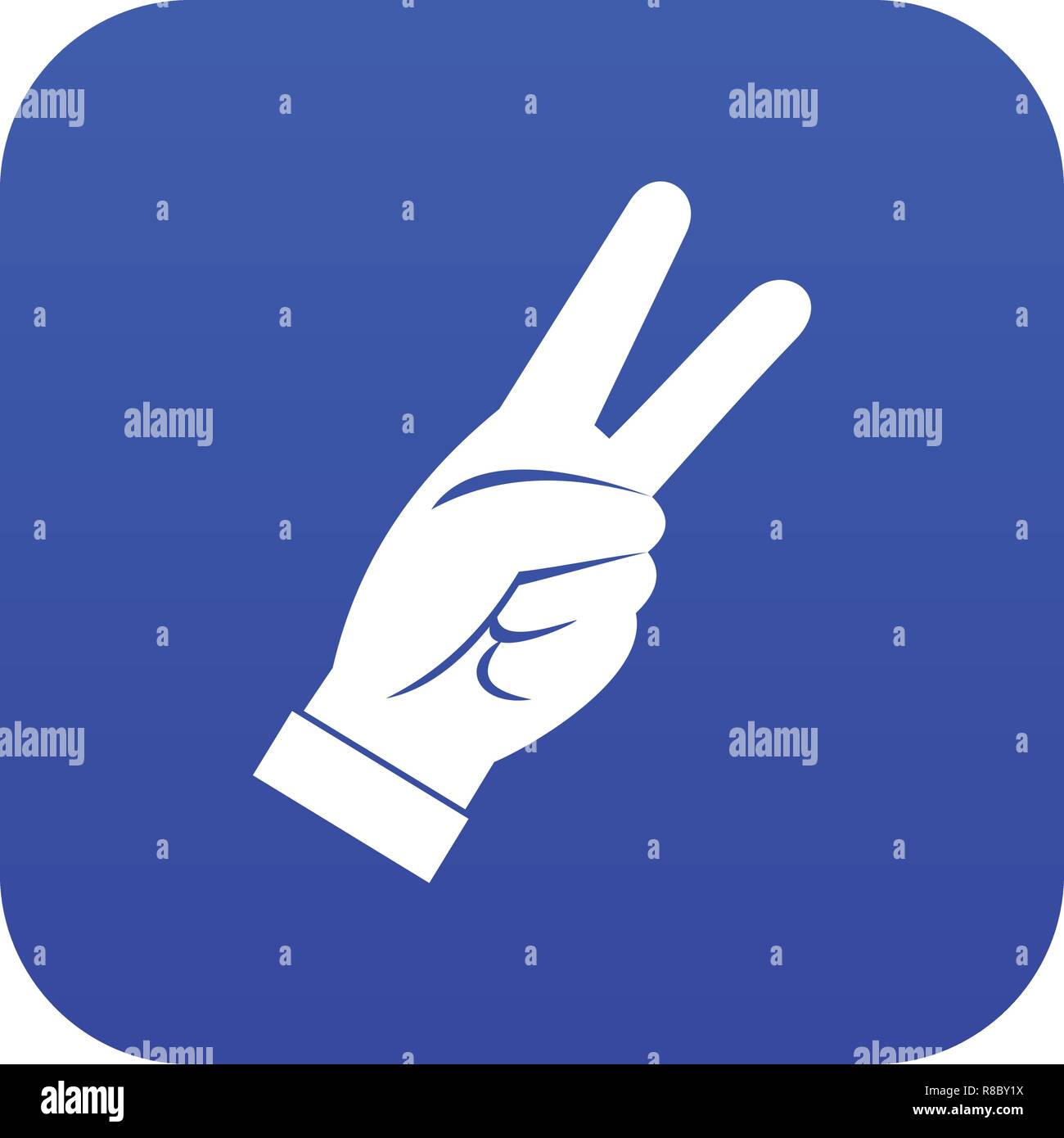 Hand showing victory sign icon digital blue Stock Vector Image & Art ...