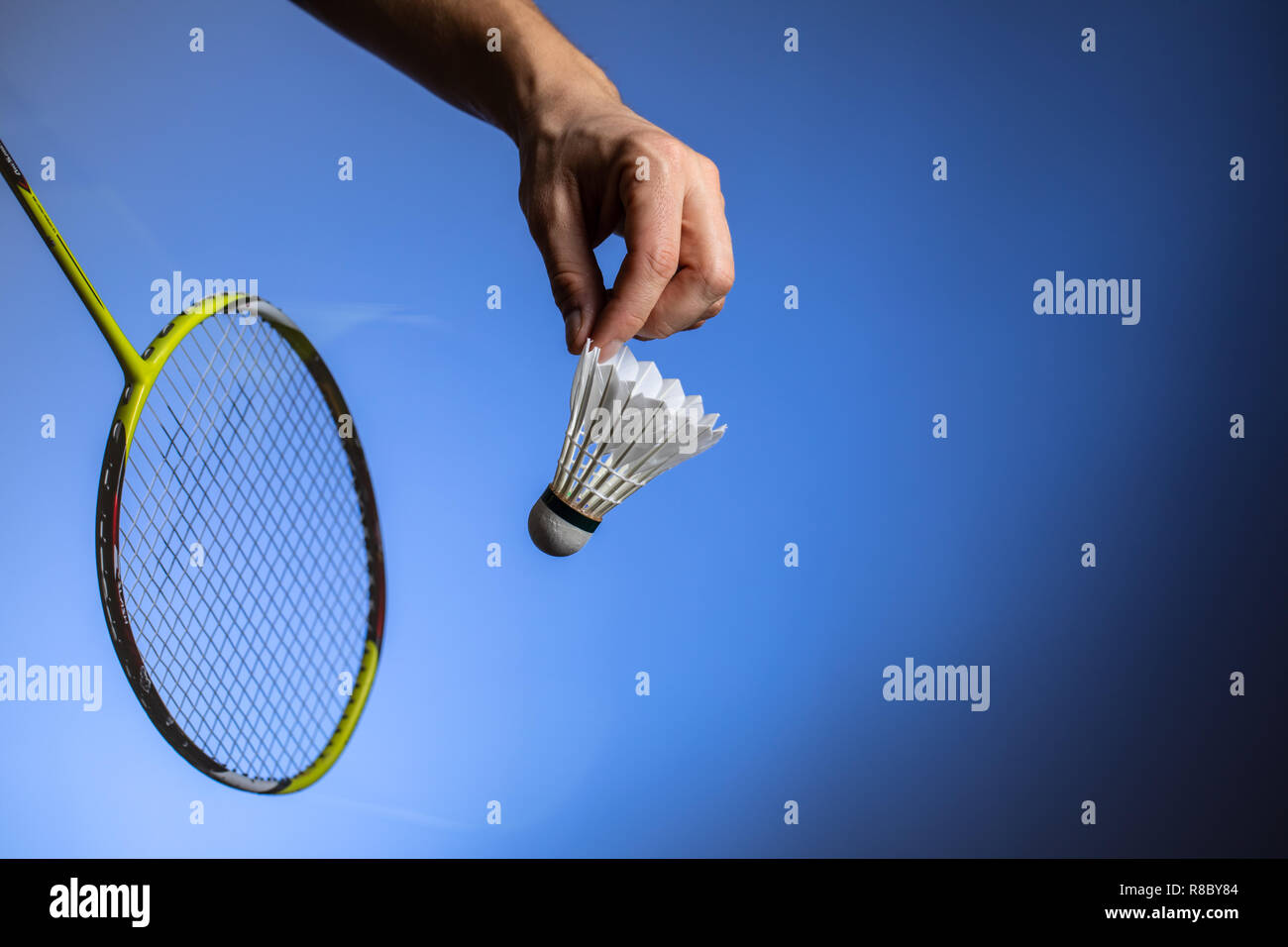 badminton racket and shuttlecock closeup Stock Photo - Alamy